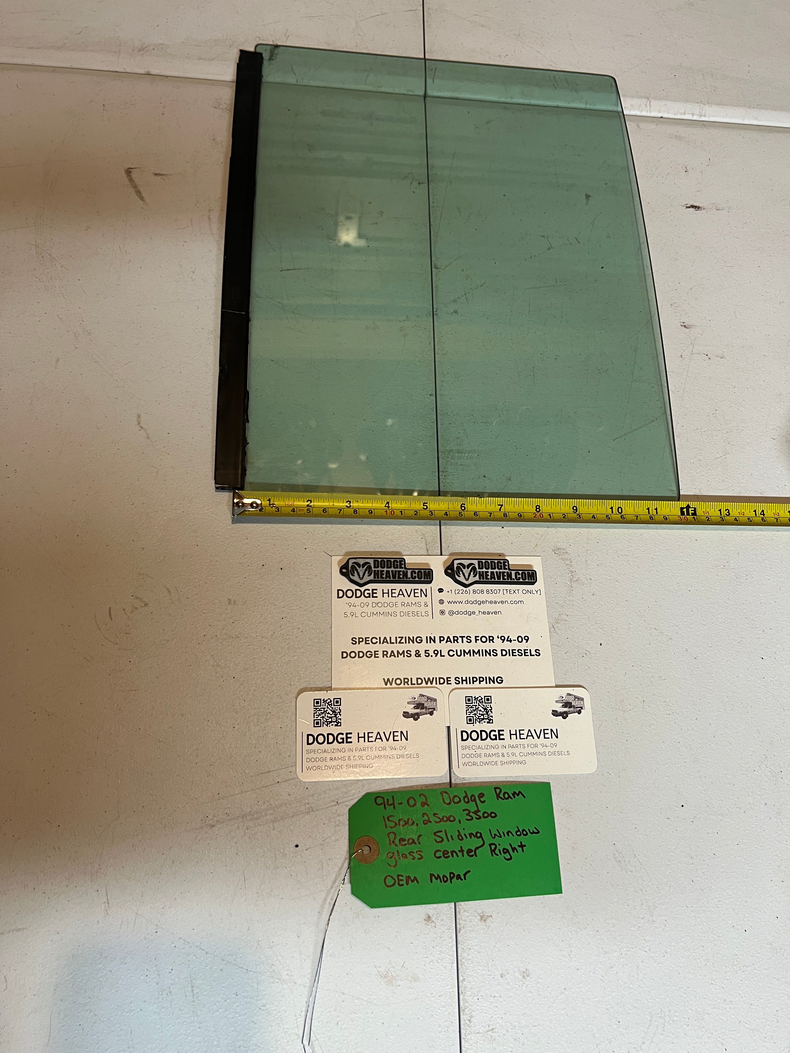 1994-2002 Dodge Ram 1500-3500 Rear Sliding Window Rear Slider Glass Ce